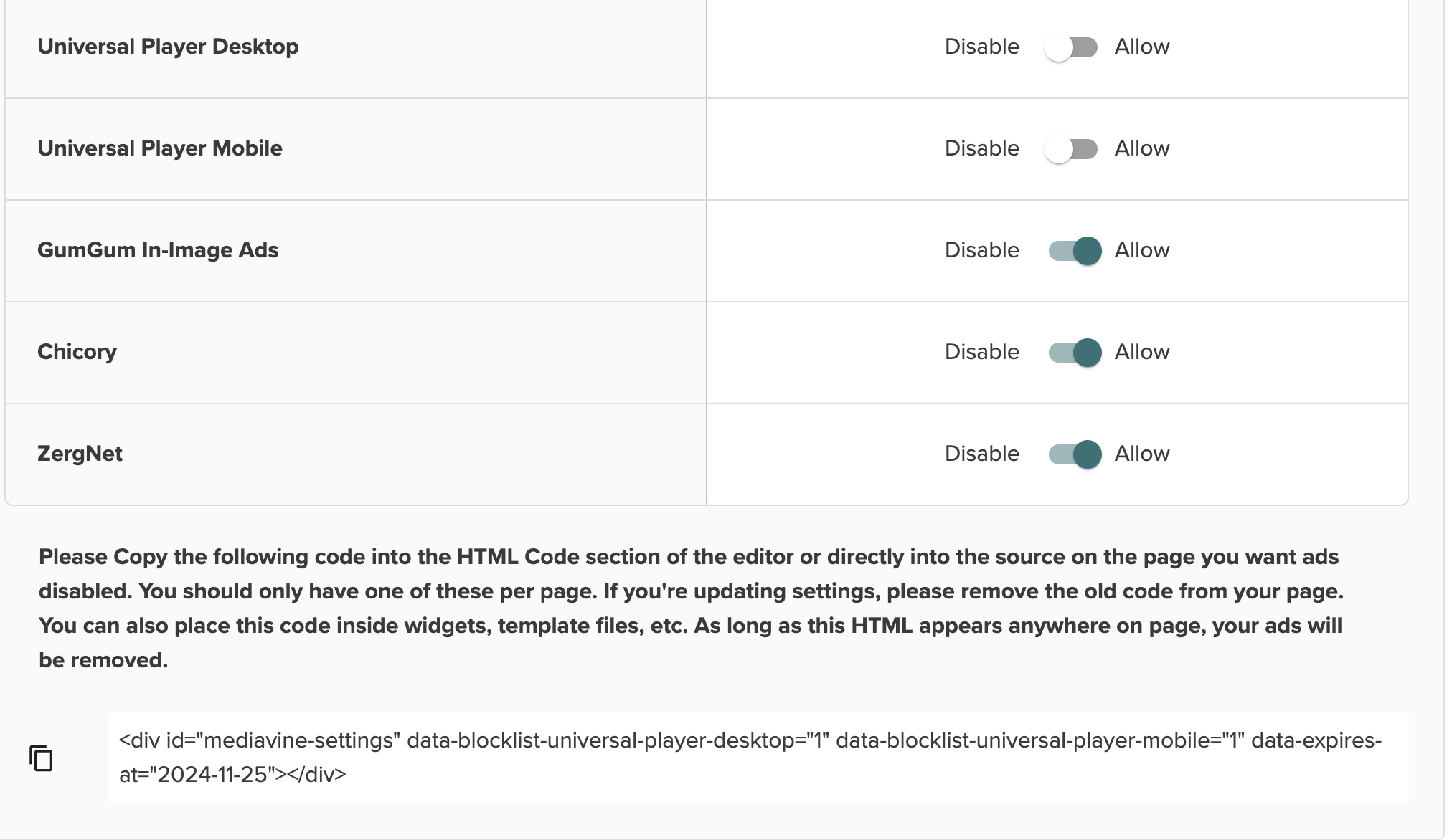 How to block the Universal Video Player on your homepage